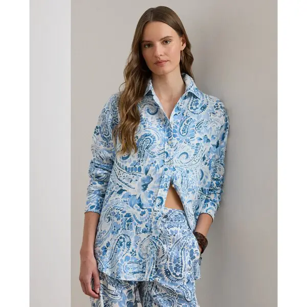 Ralph Lauren Relaxed Fit Paisley Linen Button-up Shirt