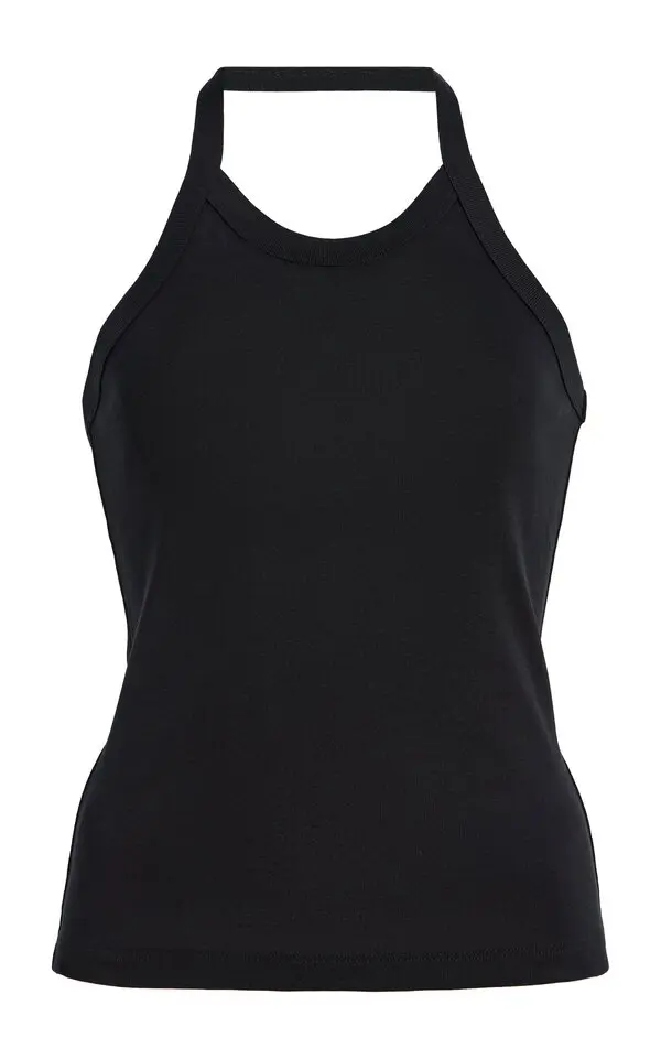 FLORE FLORE Angie Halter Neck Cotton Tank Top - Black