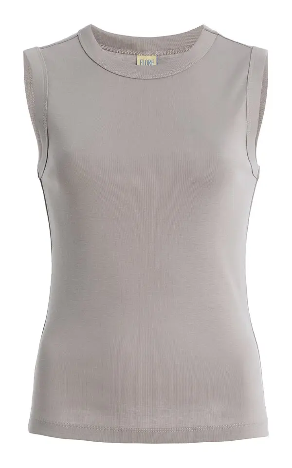 FLORE FLORE Esme Cotton Ribbed Tank Top - Grey