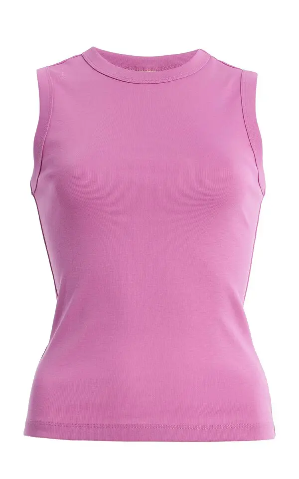 FLORE FLORE Esme Cotton Ribbed Tank Top - Pink