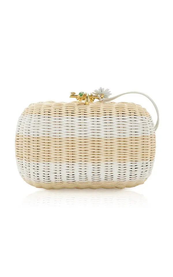 Bottega Veneta Knot Striped Wicker Clutch - Neutral