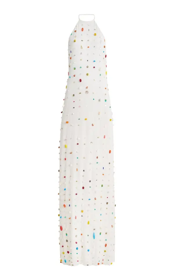 Bernadette Francine Embroidered Maxi Halter Dress - Multi