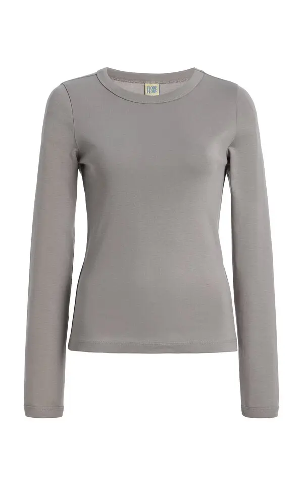 FLORE FLORE Max Long Sleeve Cotton Ribbed T-shirt - Grey