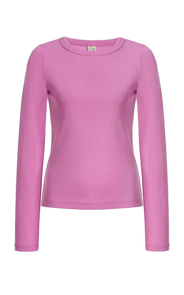 FLORE FLORE Max Long Sleeve Cotton Ribbed T-shirt - Pink