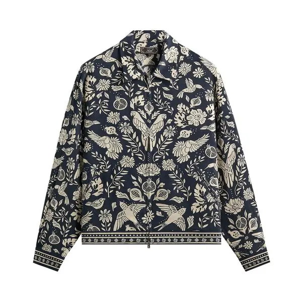 Kith Cupro Linen Connor Blouson Jacket 'nocturnal - Blue
