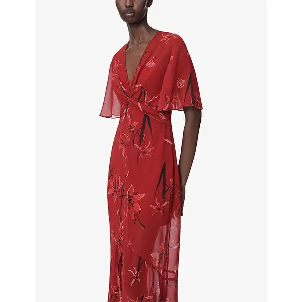 ALLSAINTS Mollie Floral-print Chiffon Midi Dress