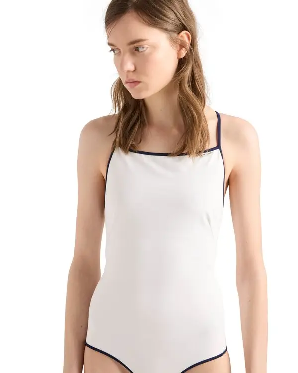 Prada One-piece Jersey Swimsuit With Adjustable Straps