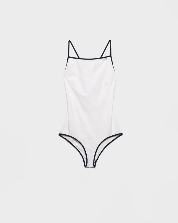 Prada One-piece Jersey Swimsuit - White/blue