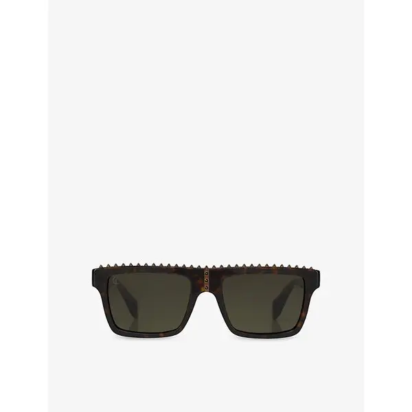 CHRISTIAN LOUBOUTIN Lb0023 Roller Rectangle-frame Acetate Sunglasses - Dark Havana/ Green