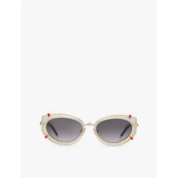 CHRISTIAN LOUBOUTIN Lb0030 Dolly Oval-frame Metal Sunglasses - Gold/gradient Smoke