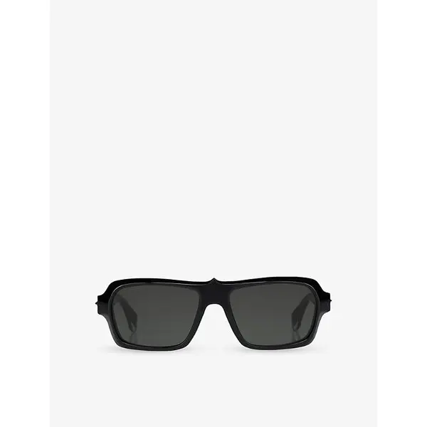 CHRISTIAN LOUBOUTIN Lb0027 Our Georges Rectangle-frame Acetate Sunglasses - Shiny Black/smoke