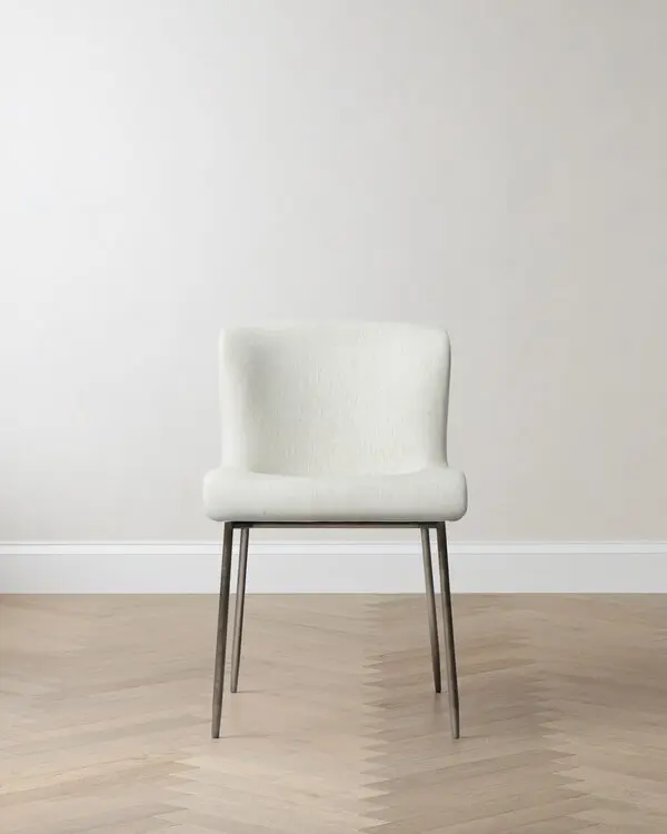 Quince Performance Chenille Dining Chair With Powder Coated Iron Frame - Snow