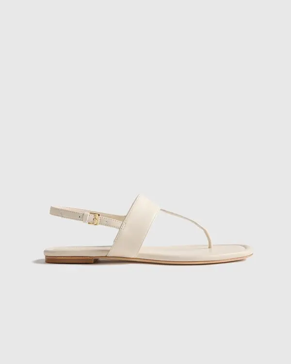Quince Italian Leather T-strap Sandal - Bone