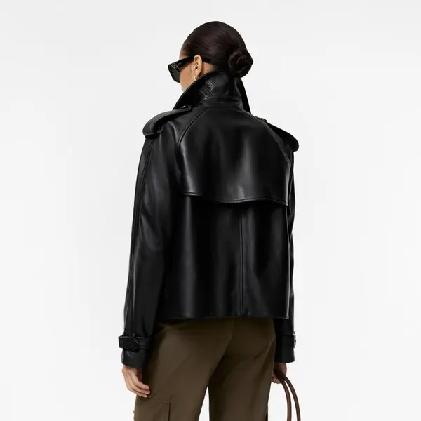 Burberry Cropped Leather Mayfair Trench Jacket