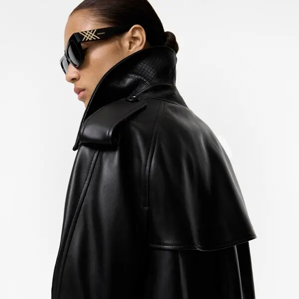 Burberry Cropped Leather Mayfair Trench Jacket