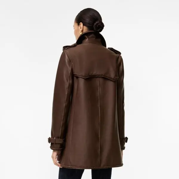 Burberry Short Fringed Leather Trench Coat