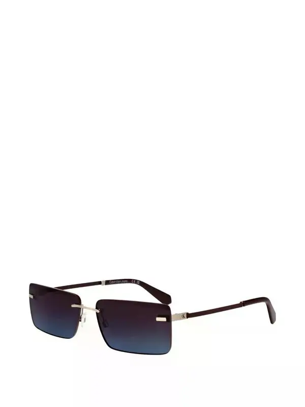 Calvin Klein Rimless Rectangle Sunglasses - Silver