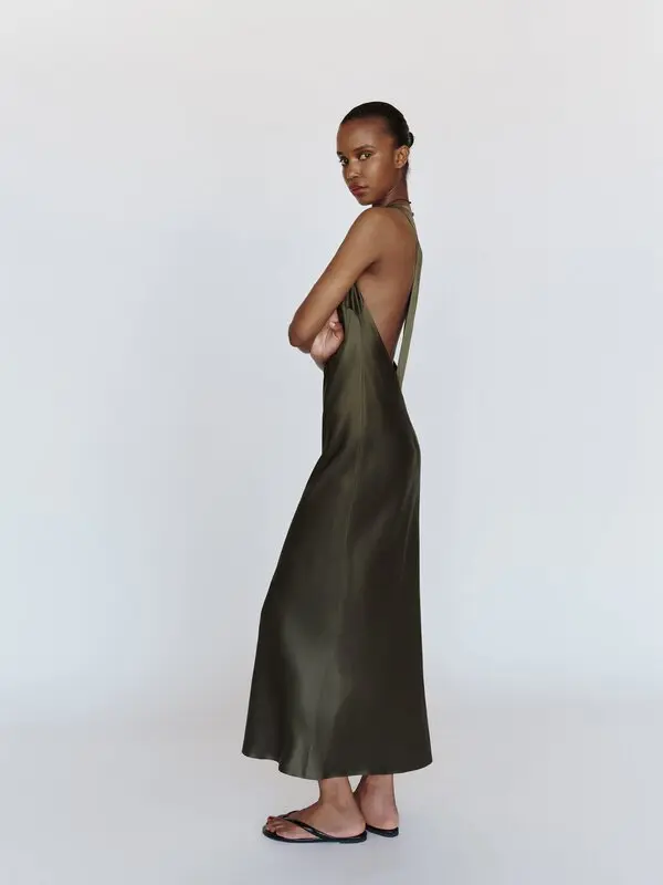 REFORMATION Noe Silk Dress - Green