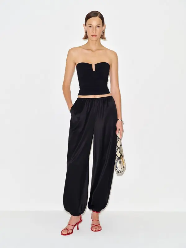 REFORMATION Aven Satin Pant - Black