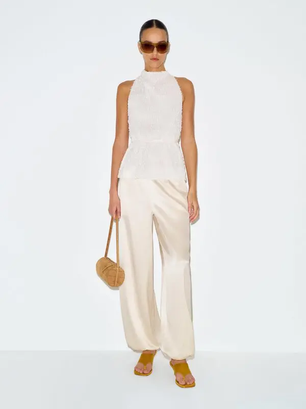 REFORMATION Aven Satin Pant - Ivory