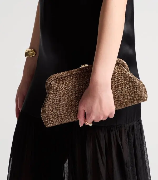 JIMMY CHOO Skylar Woven Clutch Bag - Beige