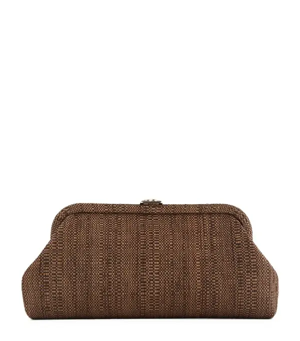 JIMMY CHOO Skylar Woven Raffia Clutch Bag - Beige