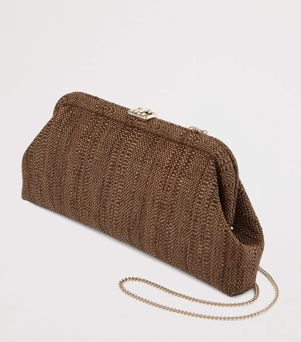 JIMMY CHOO Skylar Woven Raffia Clutch Bag - Beige