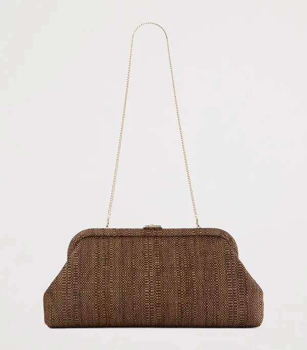 JIMMY CHOO Skylar Woven Raffia Clutch Bag - Beige