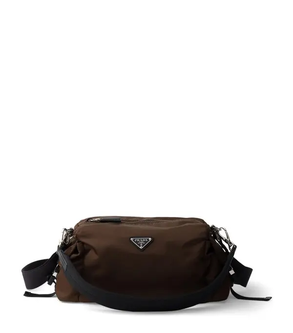 Prada Re-nylon And Leather Shoulder Bag - Brown
