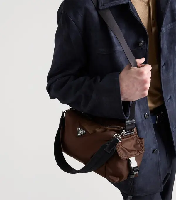 Prada Re-nylon And Leather Shoulder Bag - Brown