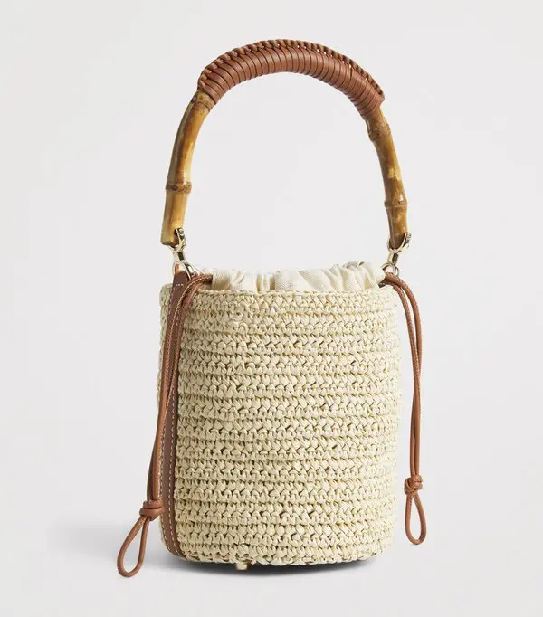 SELF-PORTRAIT Mini Raffia Bucket Bag