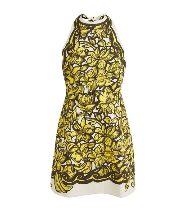 ALEMAIS Hemp Printed Mona Mini Dress - Yellow