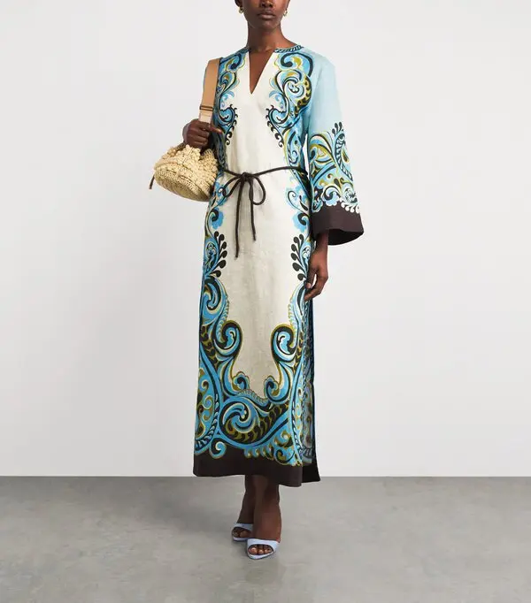 ALEMAIS Alémais Natalia Printed Linen Maxi Dress - Ivory