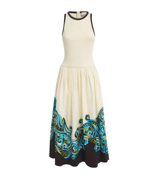 ALEMAIS Organic Cotton Printed Natalia Midi Dress - Ivory
