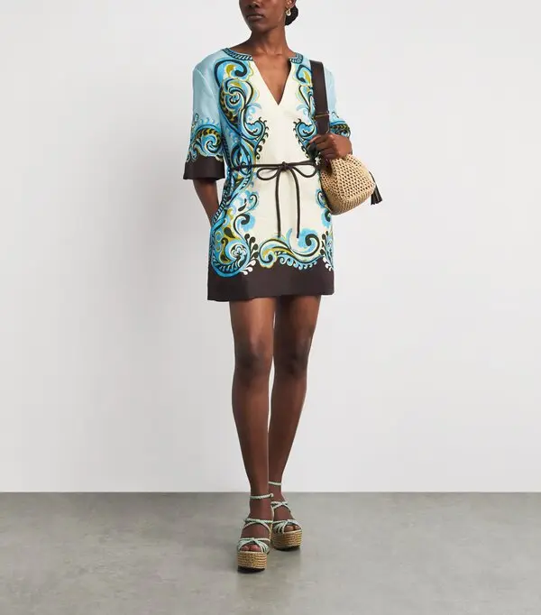 ALEMAIS Natalia Printed Linen Mini Dress