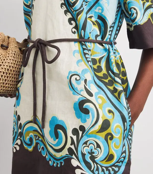 ALEMAIS Natalia Printed Linen Mini Dress