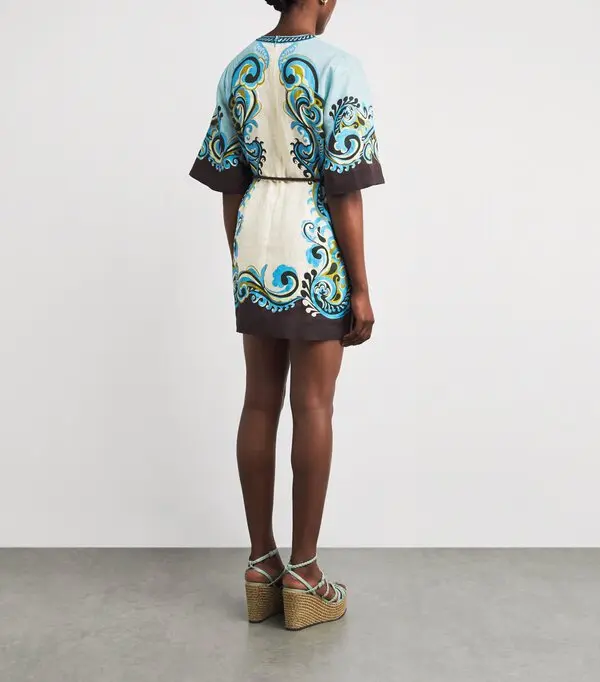 ALEMAIS Natalia Printed Linen Mini Dress