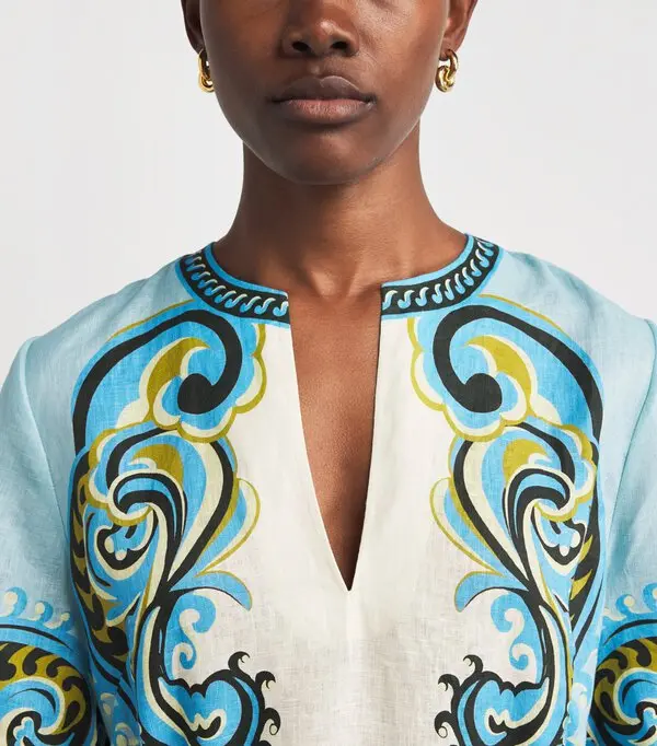 ALEMAIS Natalia Printed Linen Mini Dress