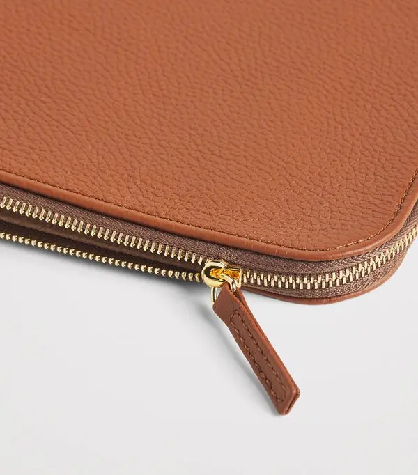 Eleventy Deer Print Calfskin Leather Laptop Bag With Top Handle
