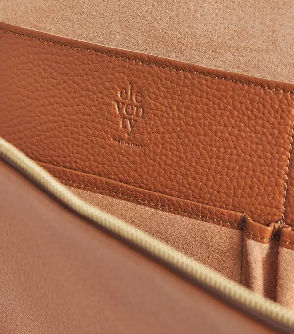 Eleventy Deer Print Calfskin Leather Laptop Bag With Top Handle