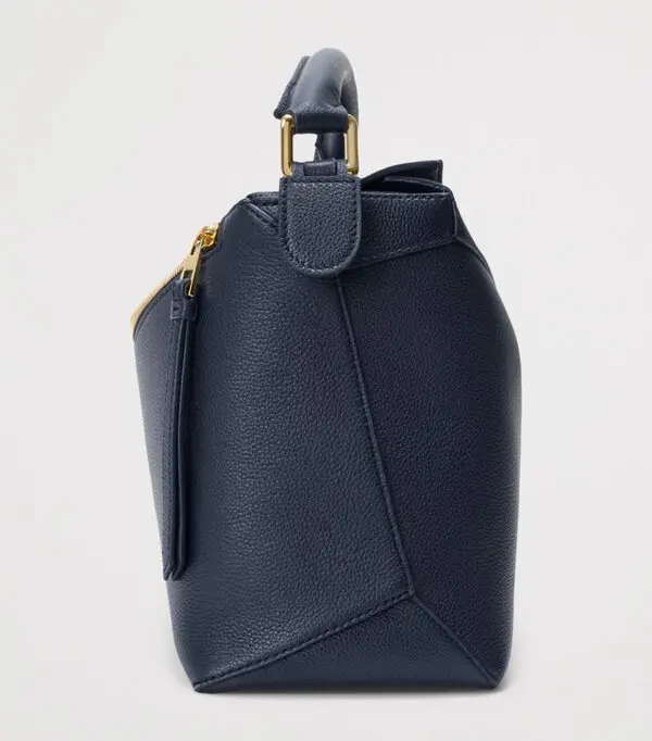 Loewe Medium Leather Puzzle Edge Top-handle Bag - Navy