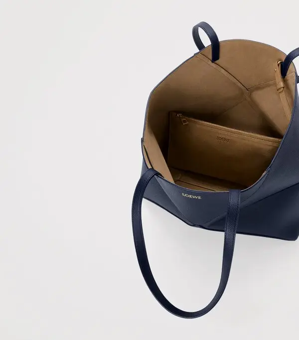 Loewe Medium Leather Puzzle Fold Tote Bag - Navy