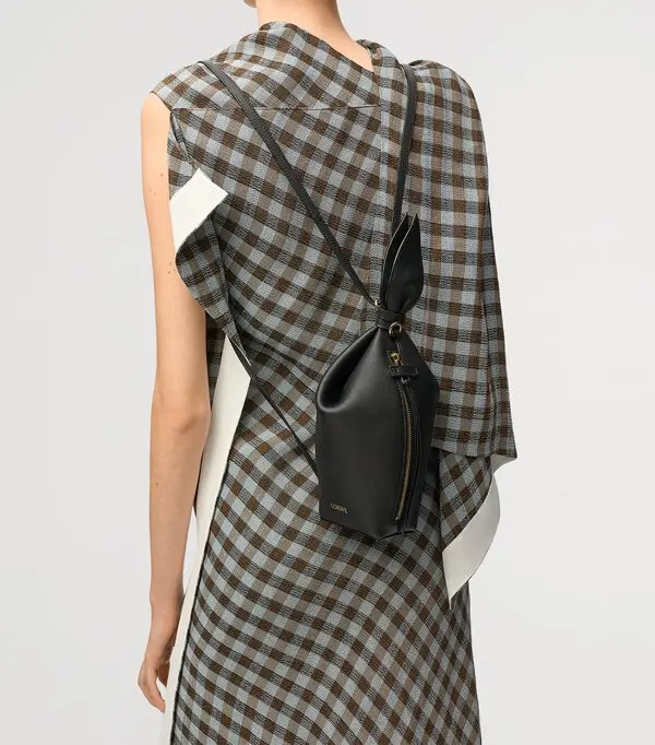 Loewe Calfskin Leather Scarf Backpack - Black