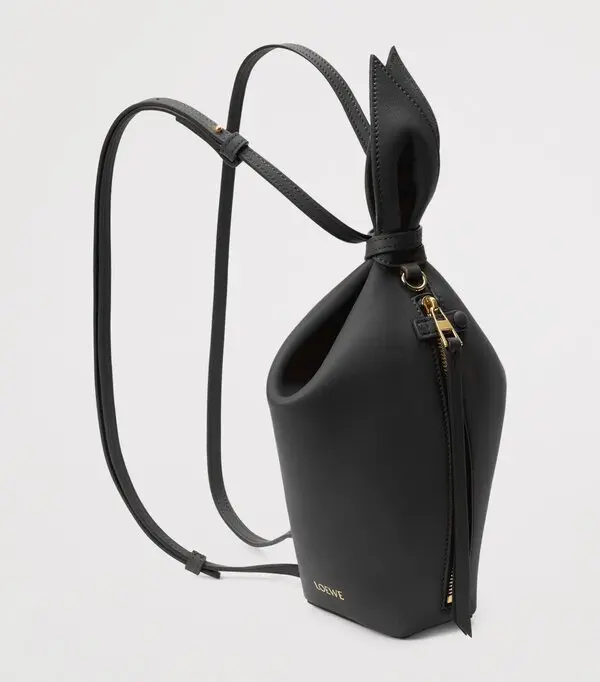 Loewe Calfskin Leather Scarf Backpack - Black