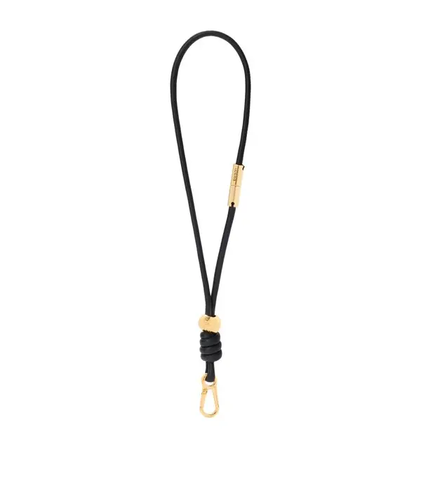 Loewe Leather Wristlet Strap With Anagram Detail - Black