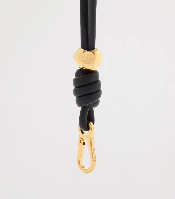 Loewe Leather Wristlet Strap With Anagram Detail - Black
