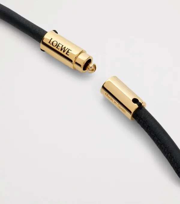 Loewe Leather Wristlet Strap With Anagram Detail - Black