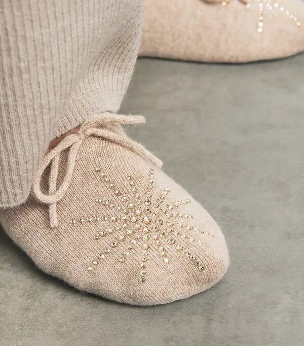 WILLIAM SHARP Cashmere Crystal Embellished Dolly Slippers