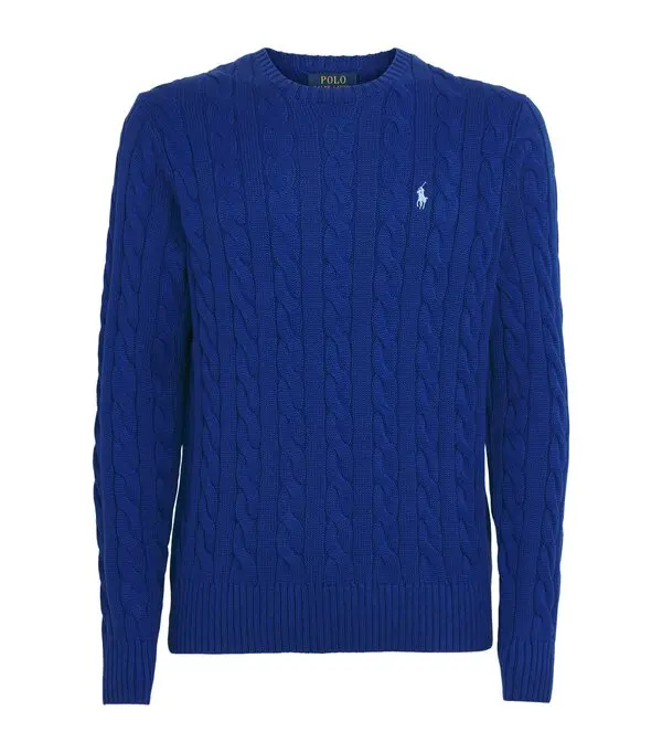 Polo Ralph Lauren Cotton Cable Knit Crewneck Sweater - Purple