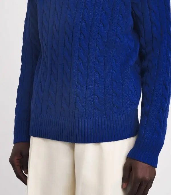 Polo Ralph Lauren Cotton Cable Knit Crewneck Sweater - Purple